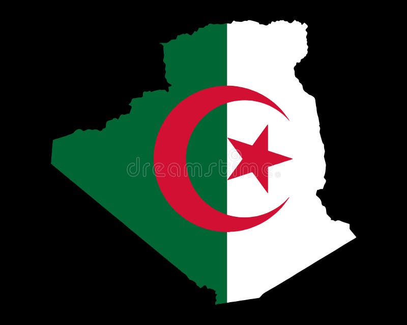 Algeria Flag on Map on Transparent Background Stock Vector ...
