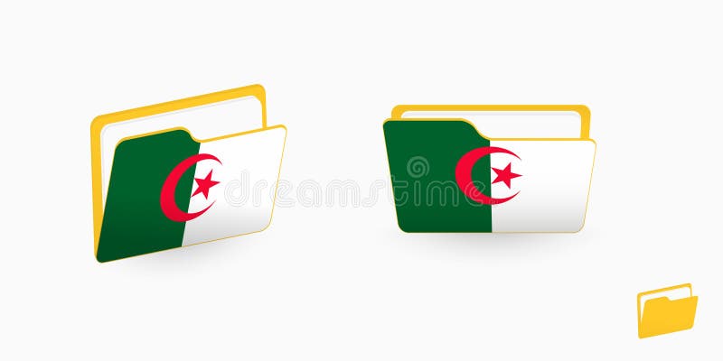 Algeria Flag on Two Type of Folder Icon Stock Illustration ...