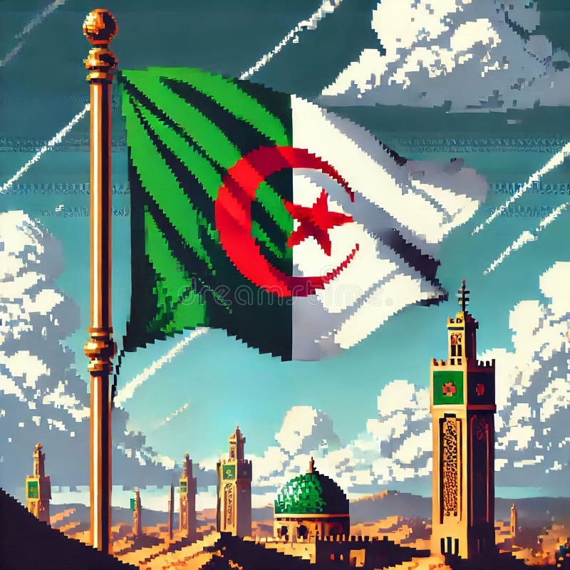 Algeria Flag Vector Design ,pixel Art Stock Illustration - Illustration ...