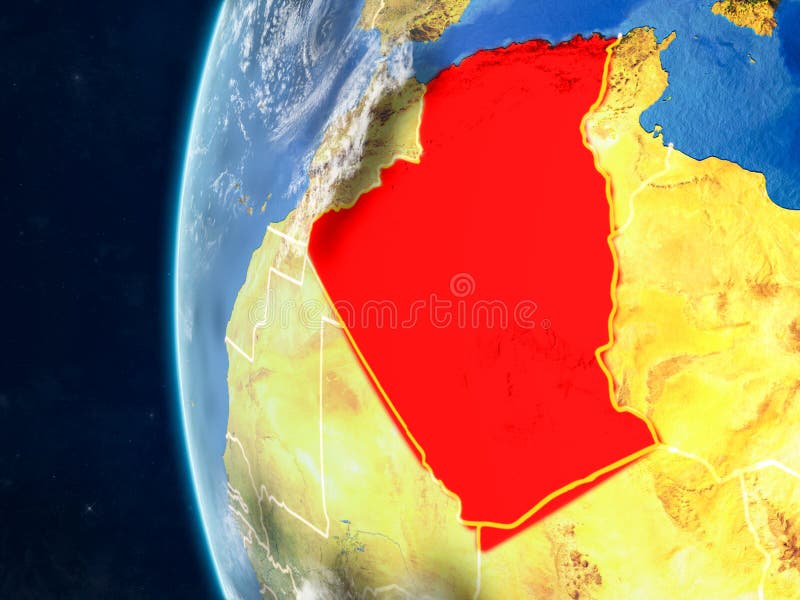 Algeria on Globe from Space Stock Illustration - Illustration of planet ...