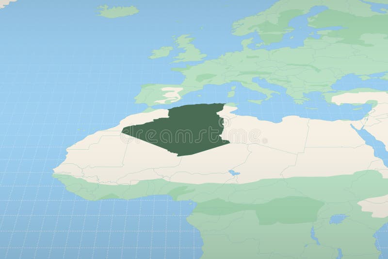 Algeria Highlighted on a Detailed Map, Geographic Location of Algeria ...