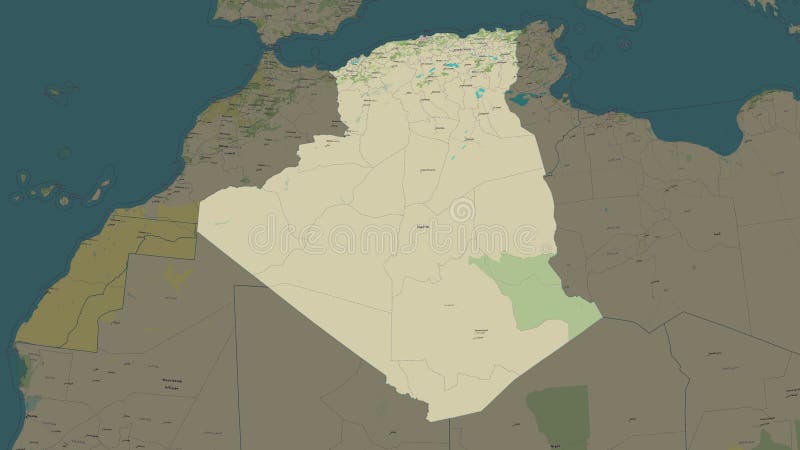 Algeria Highlighted. Topo Humanitarian Stock Illustration ...