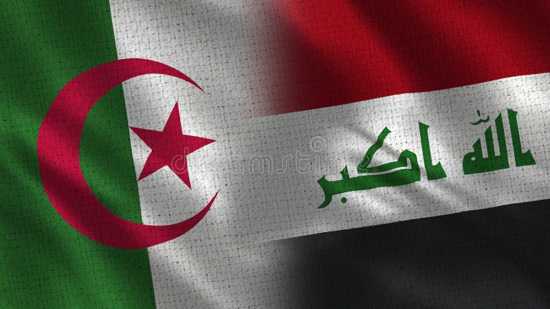 Algeria and Iraq Realistic Half Flags Together Stock Illustration ...