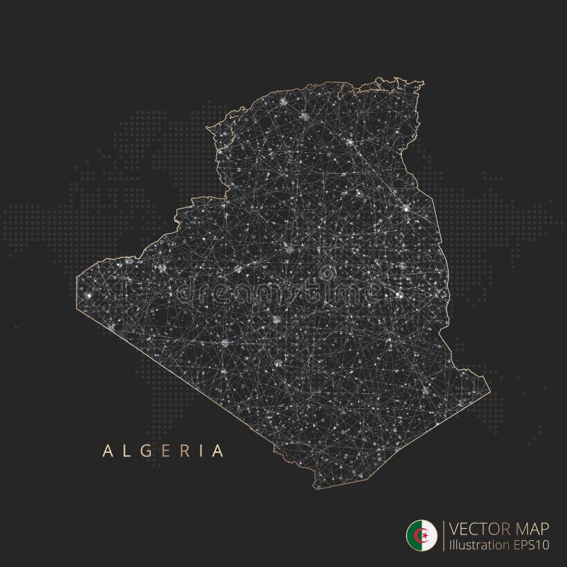 Algeria Map Abstract Geometric Mesh Polygonal Light Concept Stock ...