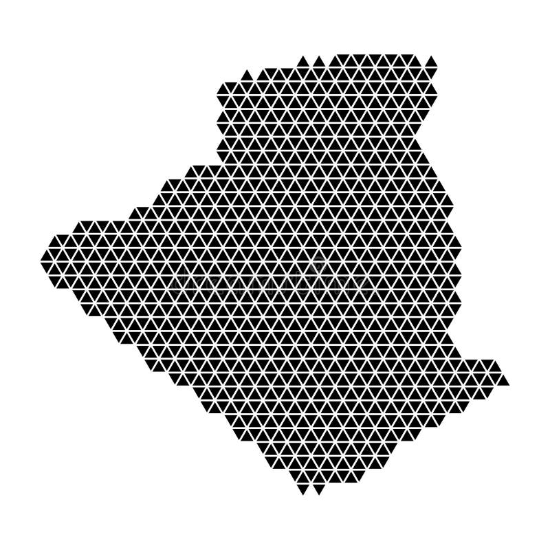 Algeria Map Abstract Schematic from Black Triangles Repeating Pattern ...
