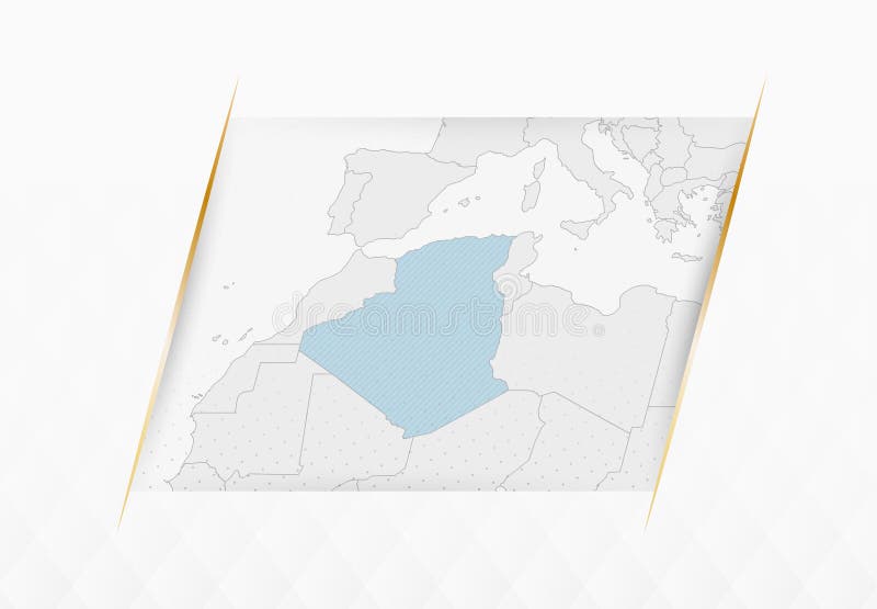 Algeria Map in Blue with Gold Framed Accents. Modern Vector Map of ...