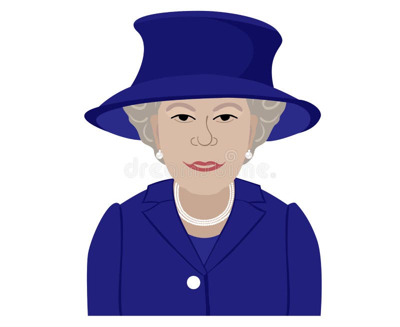 Queen Elizabeth Face Portrait with Blue Suits Stock Illustration ...