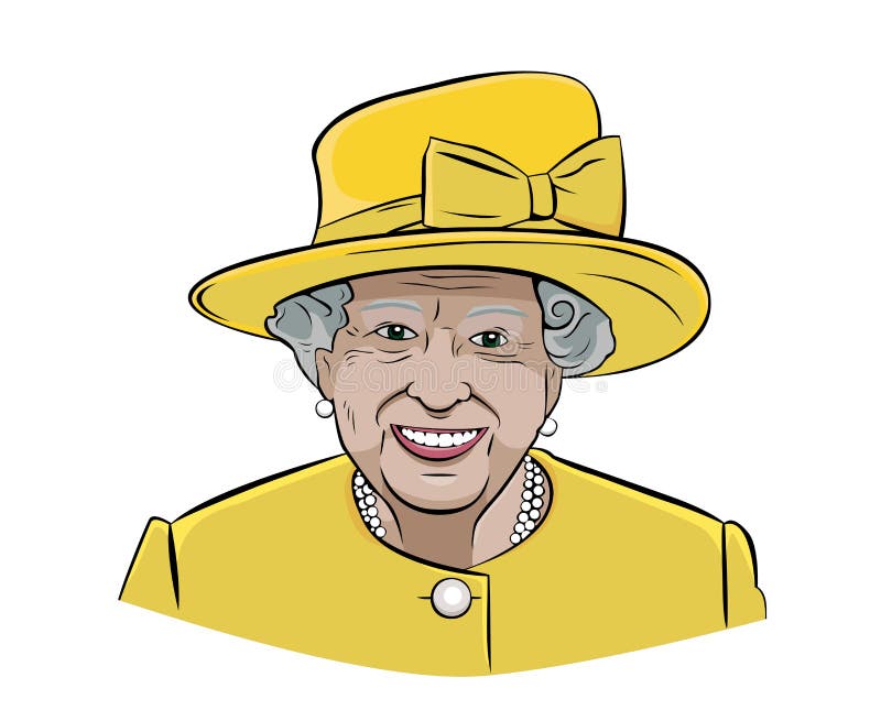 Queen Elizabeth Face Portrait with Yellow Suit Vector Editorial Stock ...