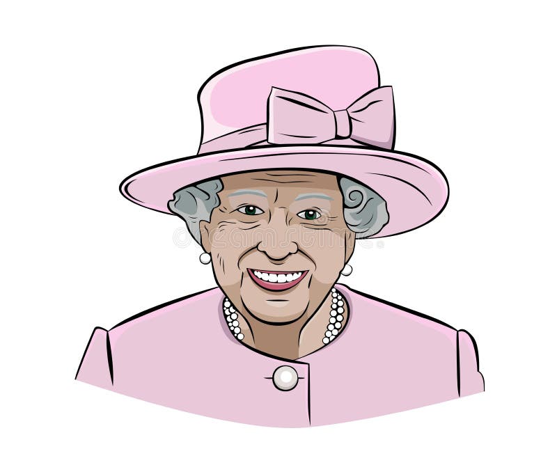 Queen Elizabeth Face Portrait with Pink Suit Vector Stock Illustration ...