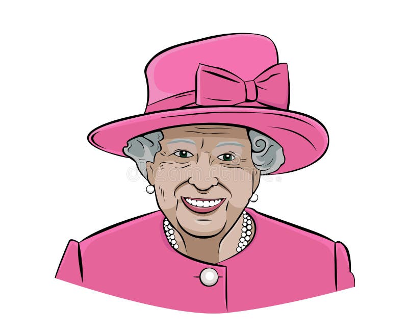 Queen Elizabeth Face Portrait with Pink Suit Vector Editorial Image ...