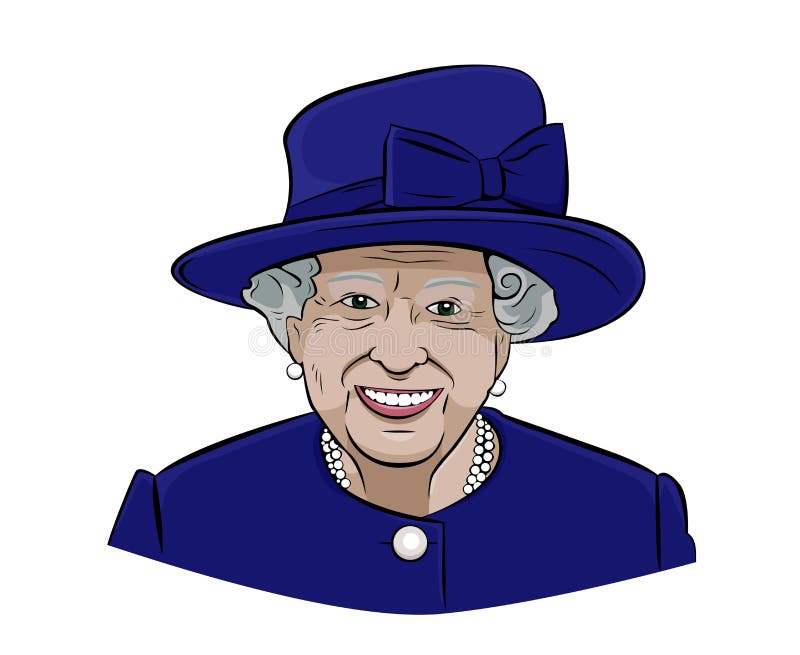 Queen Elizabeth Face Portrait with Blue Suit Vector Editorial ...