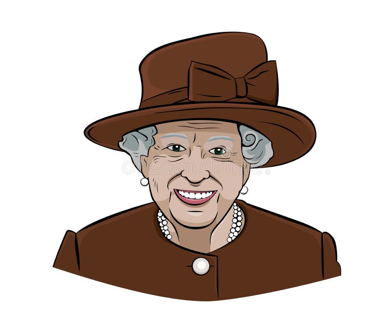 Queen Elizabeth Face Portrait with Brown Suit Vector Editorial ...