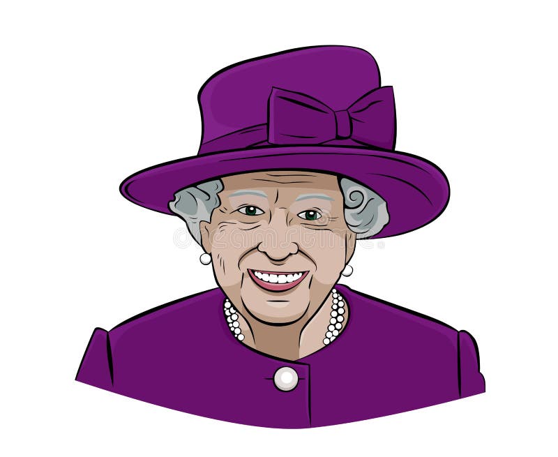 Queen Elizabeth Face Portrait with Purple Suit Vector Editorial Stock ...