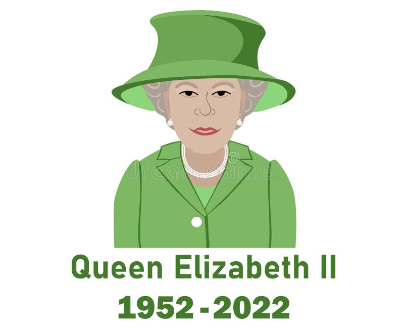 Queen Elizabeth Suit 1952 2022 Face Portrait Green Vector Stock ...