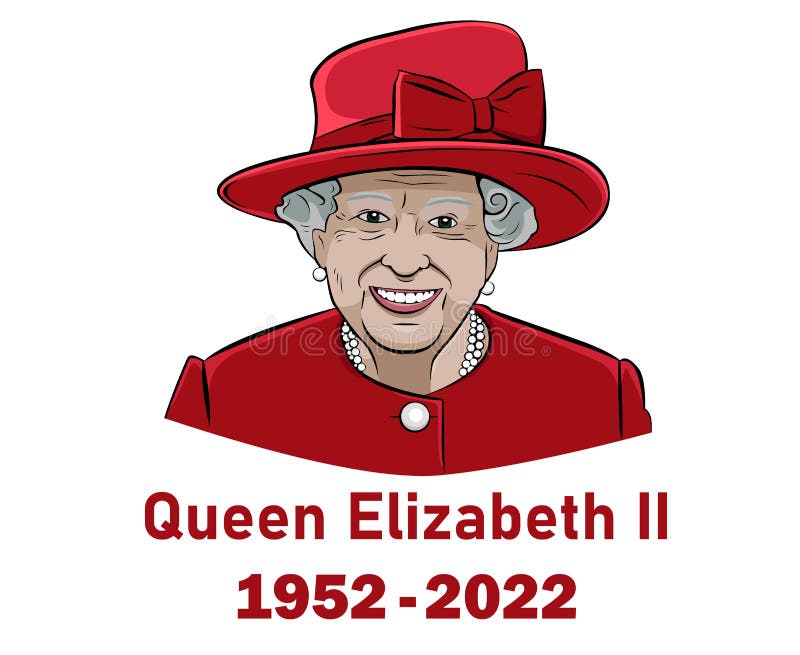 Queen Elizabeth Suit 1952 2022 Face Portrait Red Vector Editorial ...
