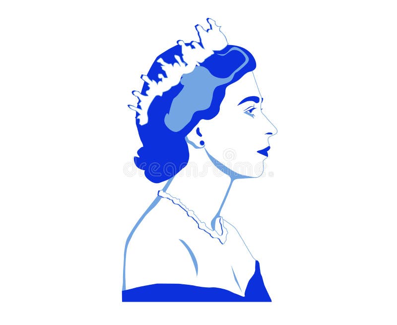 Queen Elizabeth Young Face Portrait Blue Vector Editorial Photo ...