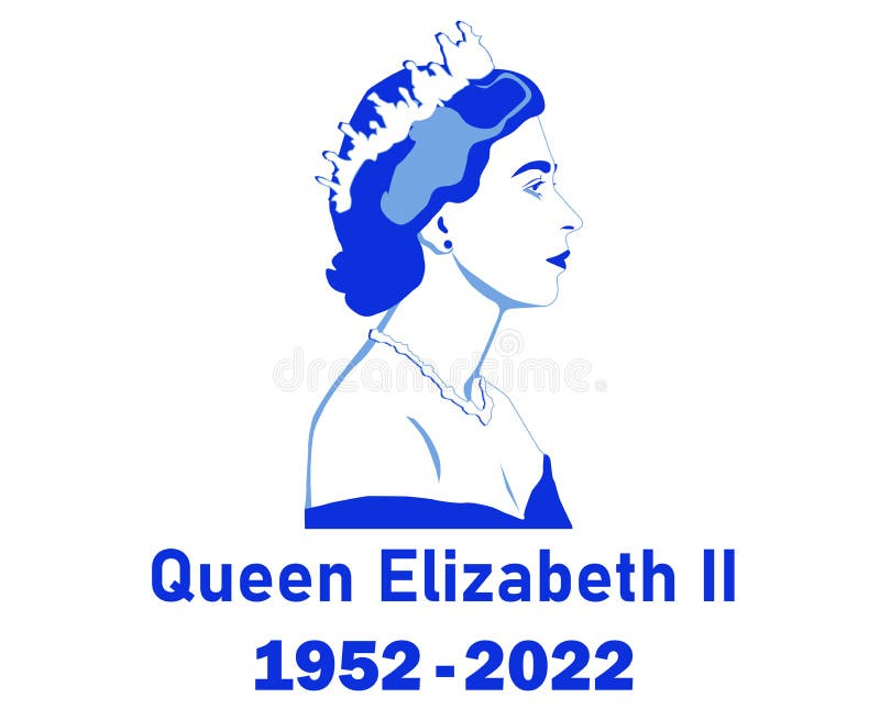 Queen Elizabeth Young Face Portrait Blue 1952 2022 Stock Illustration ...