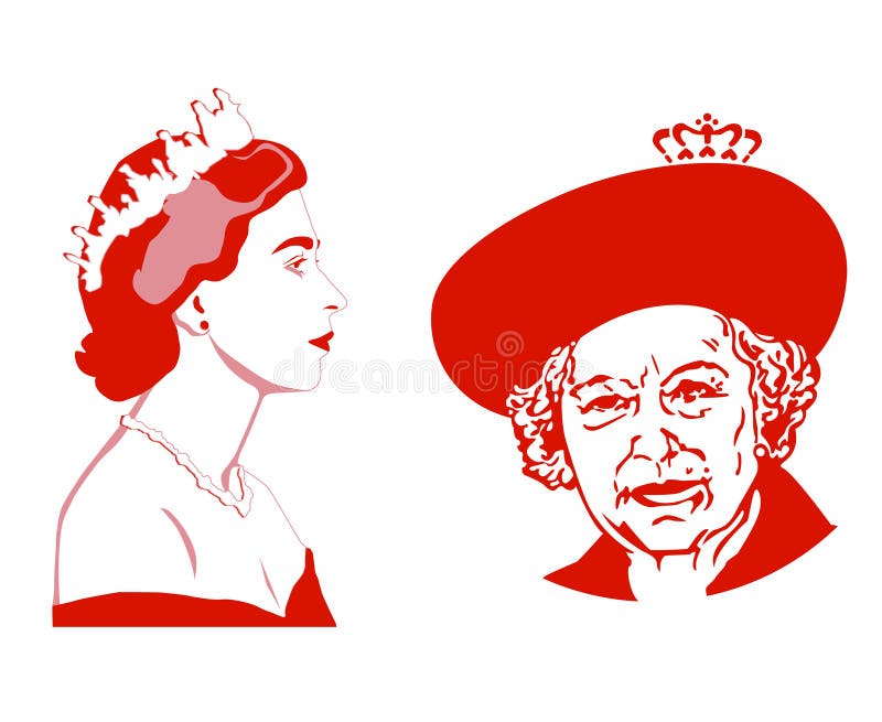 Queen Elizabeth Face Portrait Young and Old Red Editorial Photo ...