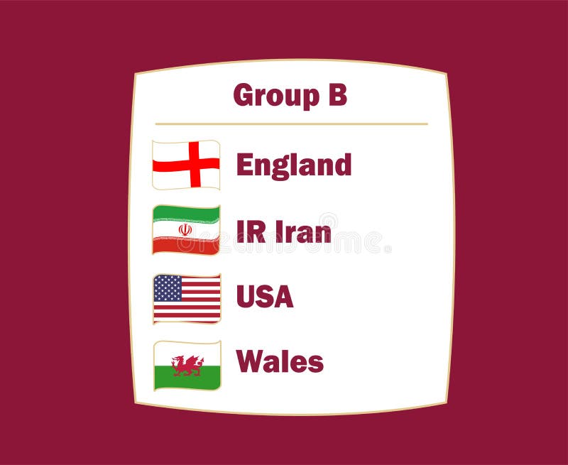 United States England Wales and Iran Flag Ribbon Countries Group B ...