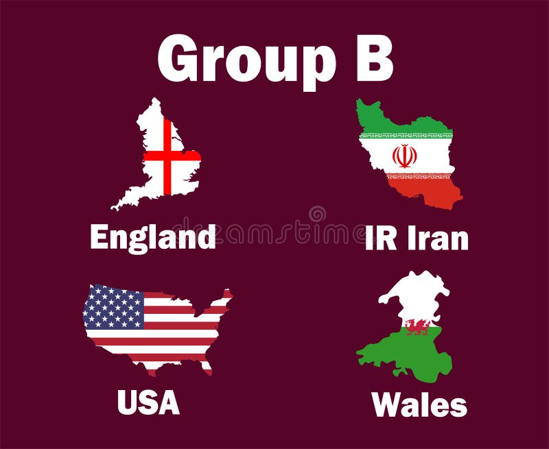 United States England Wales and Iran Flag Ribbon Countries Group B ...