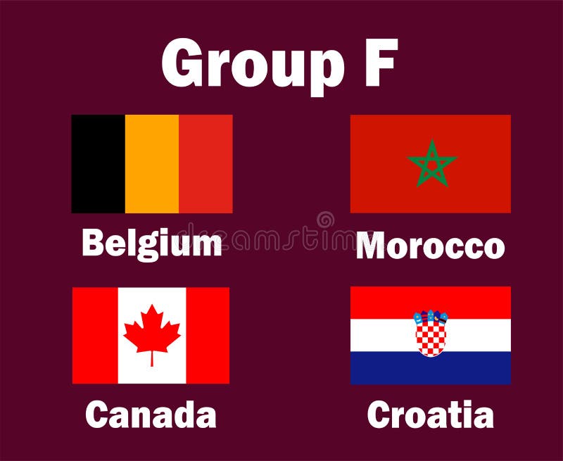 Belgium Canada Croatia and Morocco Emblem Flag Group F with Countries ...