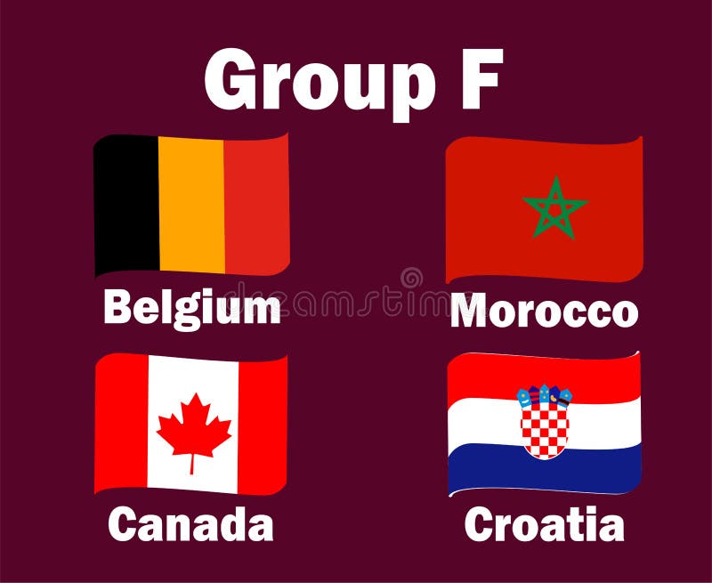 Belgium Canada Croatia and Morocco Flag Ribbon Group F with Countries ...