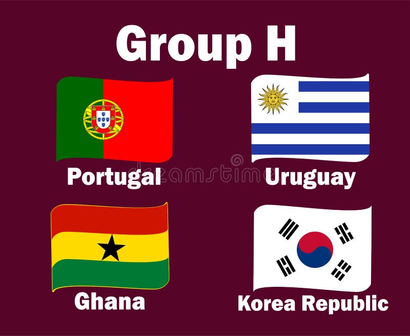 Portugal South Korea Uruguay and Ghana Flag Ribbon Group H with ...