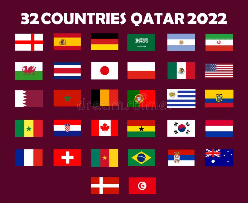 32 Countries Emblem Flag Symbol Design Football Final Vector Stock ...