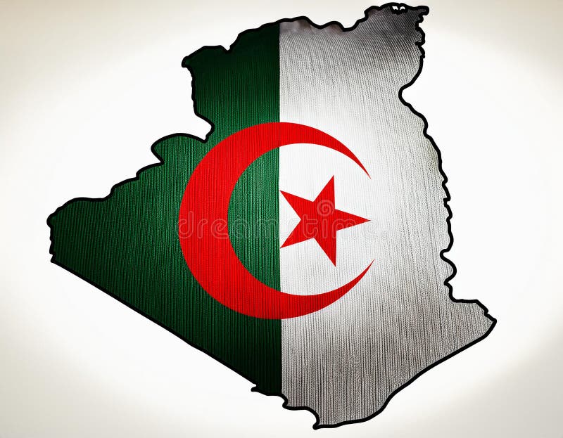 Algeria Map and Flag stock illustration. Illustration of borders ...