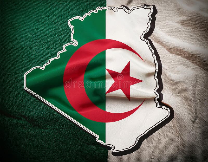 Algeria Map and Flag stock illustration. Illustration of destination ...