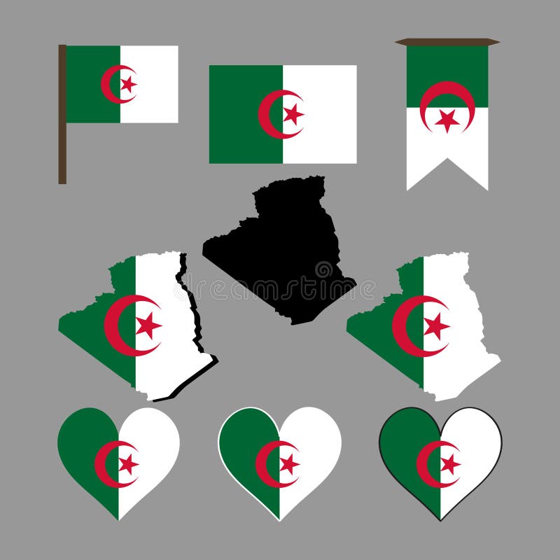 Algeria. Map and Flag of Algeria Stock Vector - Illustration of ...