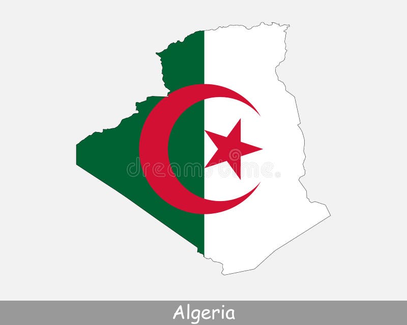 Algerian Map Flag. Map of Algeria with the National Flag of Algeria ...