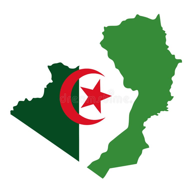Algeria Map with in Flag Silhouette Stock Illustration - Illustration ...