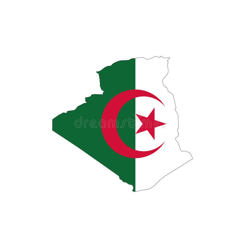 Algeria National Flag in a Shape of Country Map Stock Vector ...