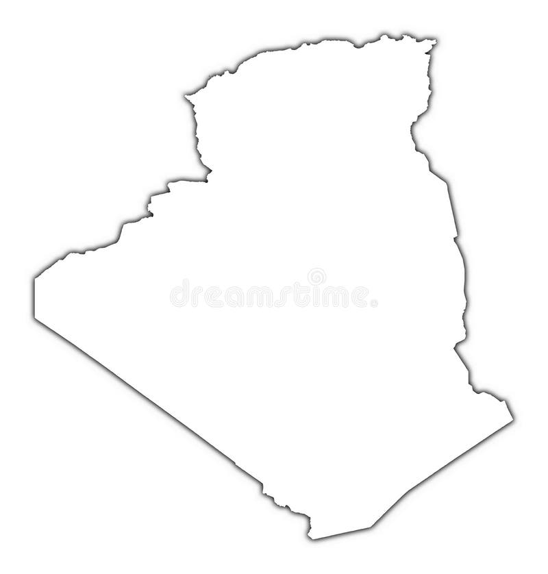 Algeria Outline Map with Shadow Stock Illustration - Illustration of ...
