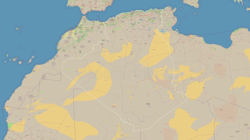 Algeria Outlined. Topo Standard Stock Illustration - Illustration of ...