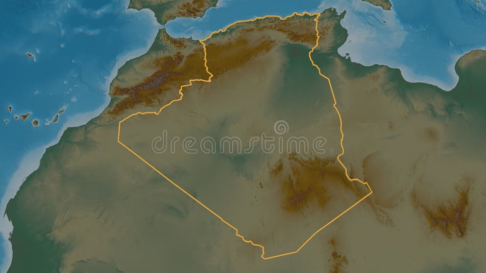 Algeria - overview. Relief stock illustration. Illustration of ...