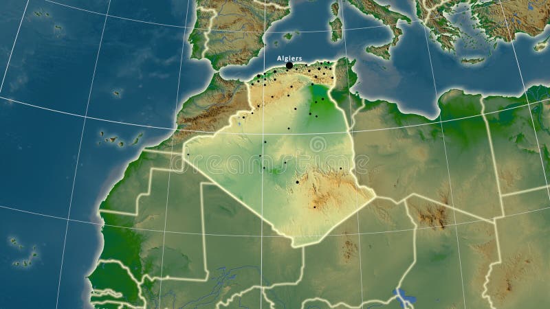 Algeria - Physical. Composition, Borders Stock Illustration ...