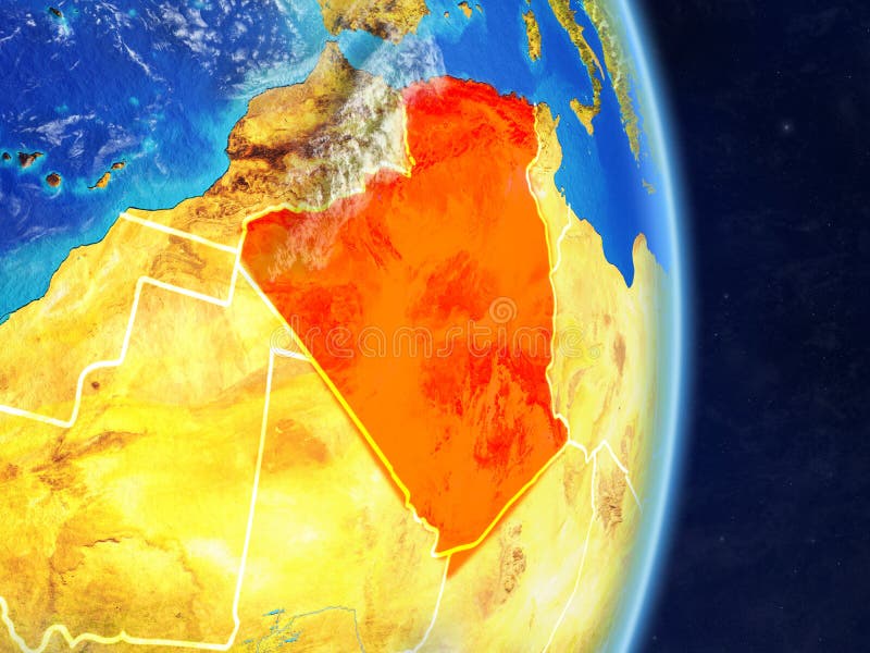Algeria on Planet Planet Earth with Country Borders. Extremely Detailed ...