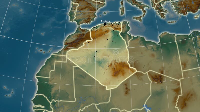 Algeria - Relief. Composition, Borders Stock Illustration ...