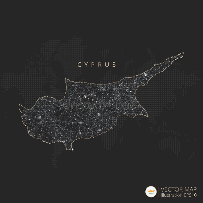 Cyprus Map Abstract Geometric Mesh Polygonal Light Concept Stock Vector ...