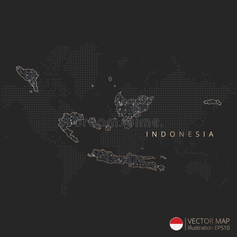 Indonesia Map Abstract Geometric Mesh Polygonal Light Concept Stock ...