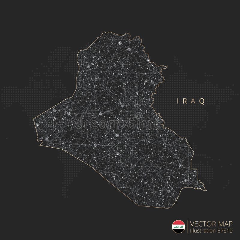 Iraq Map Abstract Geometric Mesh Polygonal Light Concept Stock Vector ...