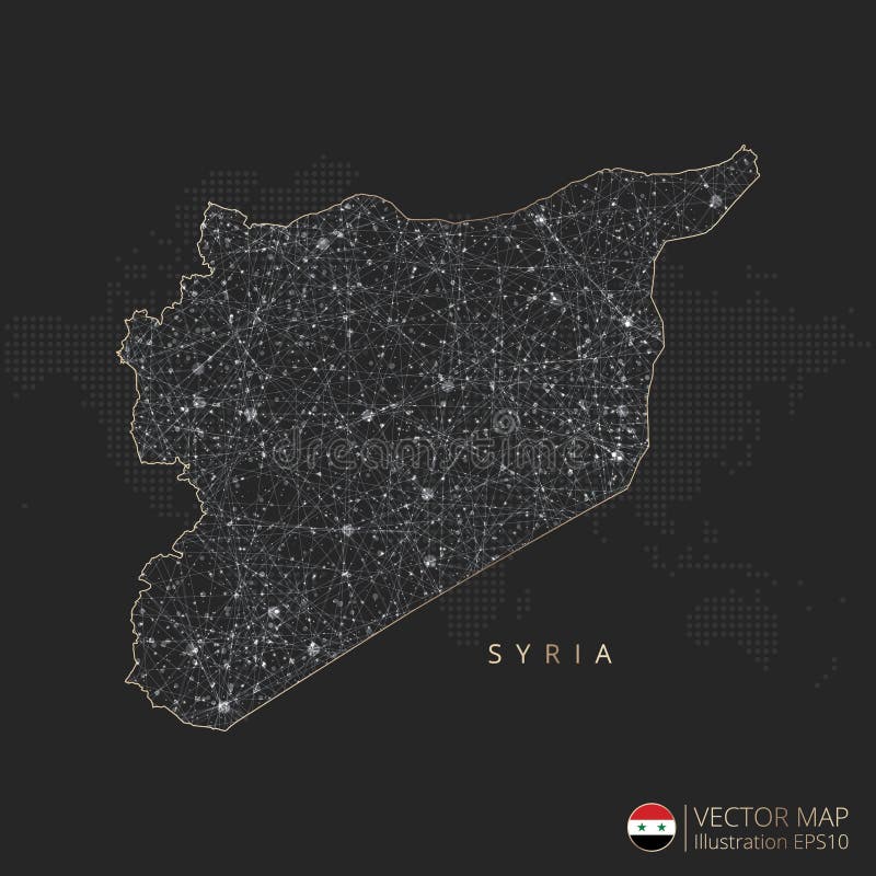 Syria Map Abstract Geometric Mesh Polygonal Light Concept Stock Vector ...