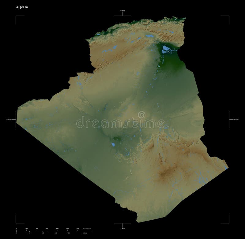 Algeria Shape on Black. Physical Stock Illustration - Illustration of ...
