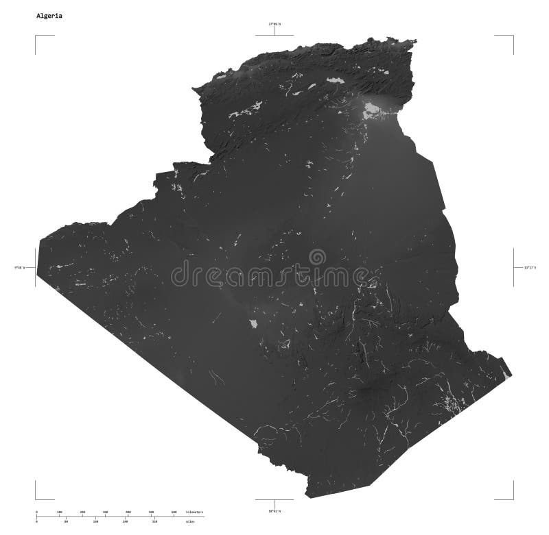Algeria Shape on White. Grayscale Stock Illustration - Illustration of ...