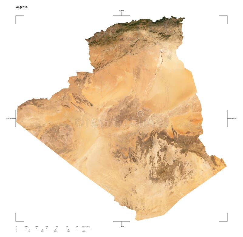 Algeria Shape on White. Low-res Satellite Stock Illustration ...