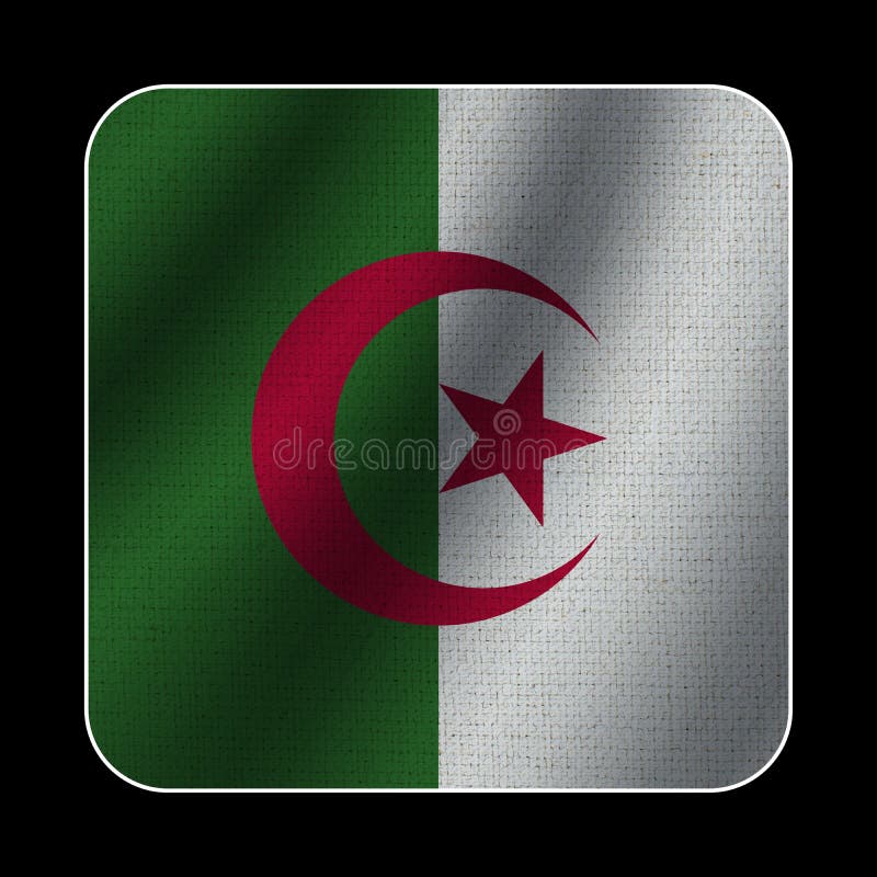 Algeria Square Flag, Fabric Pattern Texture, Black Background, 3D ...