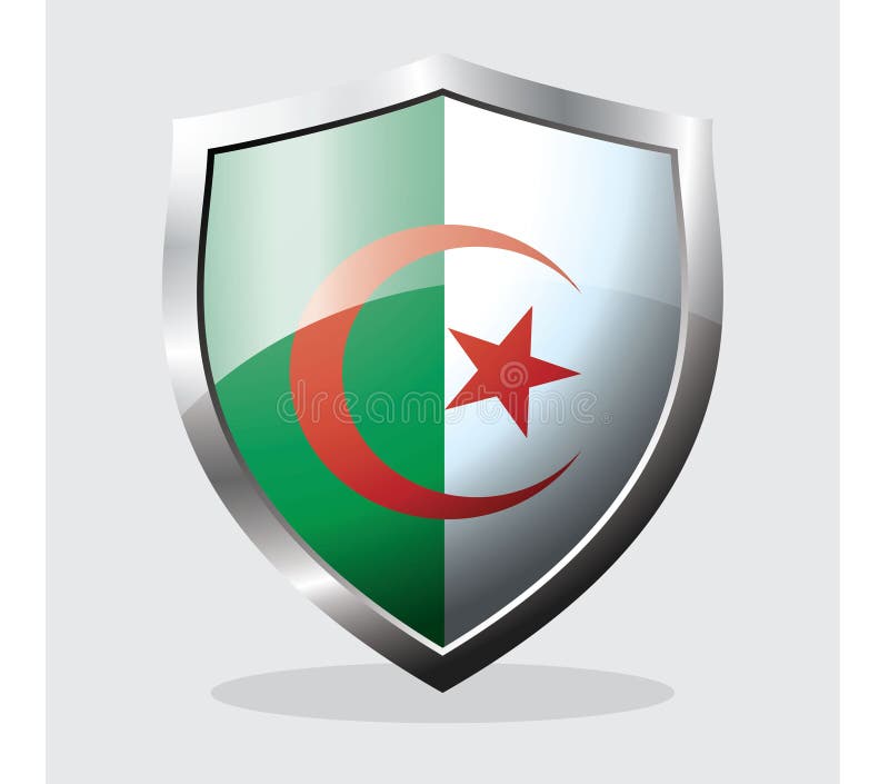 Algeria State Flag Shield Icon Stock Vector - Illustration of concept ...