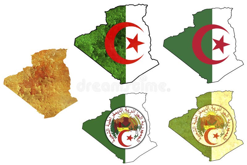Algeria old map flag stock illustration. Illustration of political ...